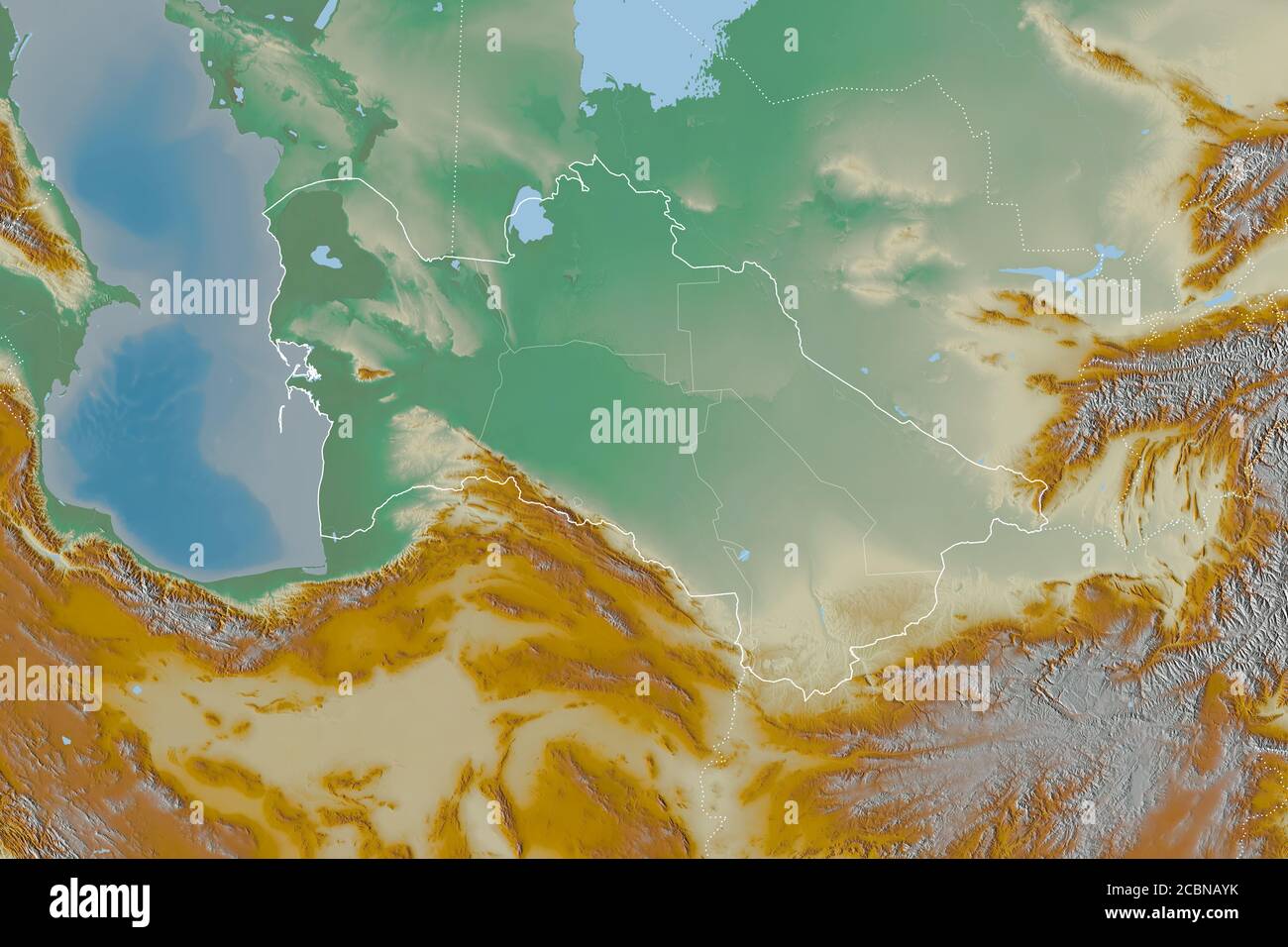 Extended area of Turkmenistan with country outline, international and ...