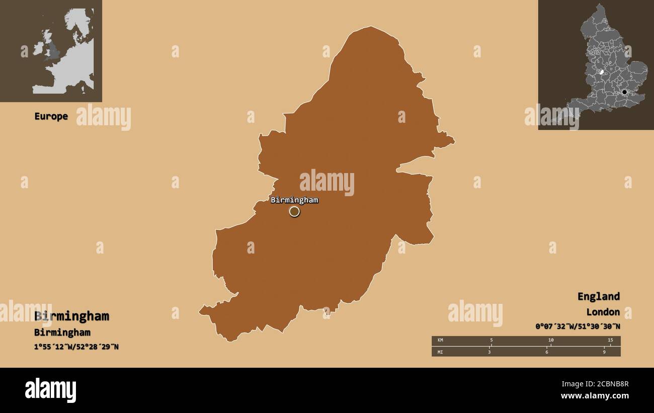 Shape of Birmingham, administrative county of England, and its capital ...