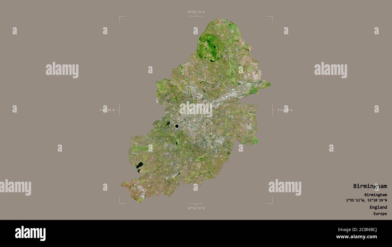 Area of Birmingham, administrative county of England, isolated on a ...