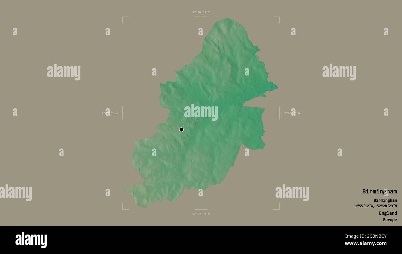 Area of Birmingham, administrative county of England, isolated on a ...