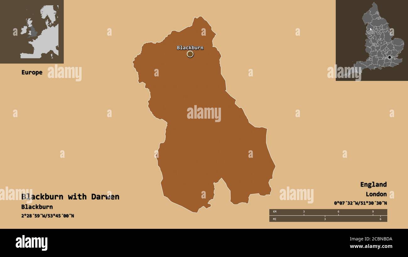 Shape of Blackburn with Darwen, unitary authority of England, and its ...