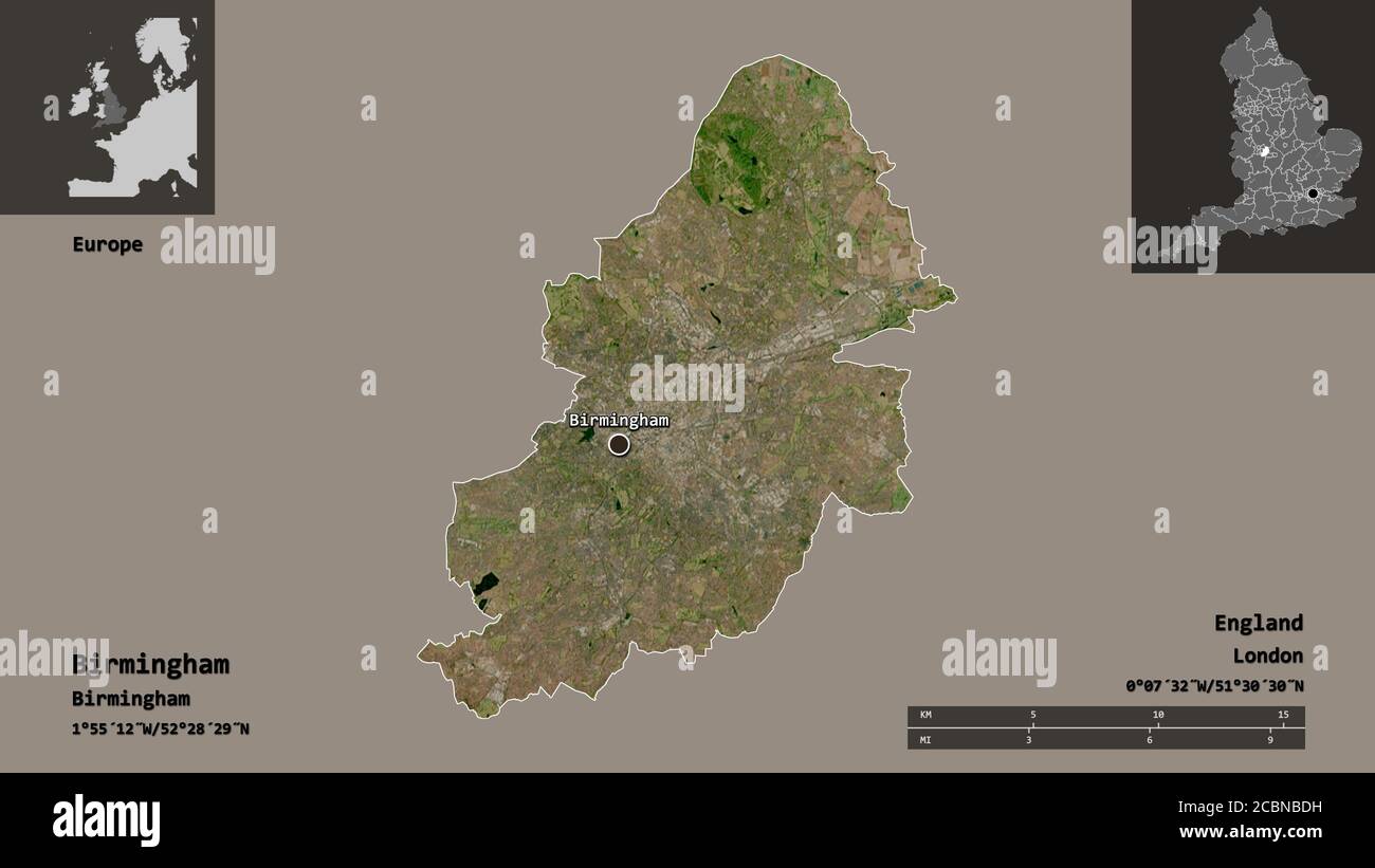 Shape of Birmingham, administrative county of England, and its capital ...