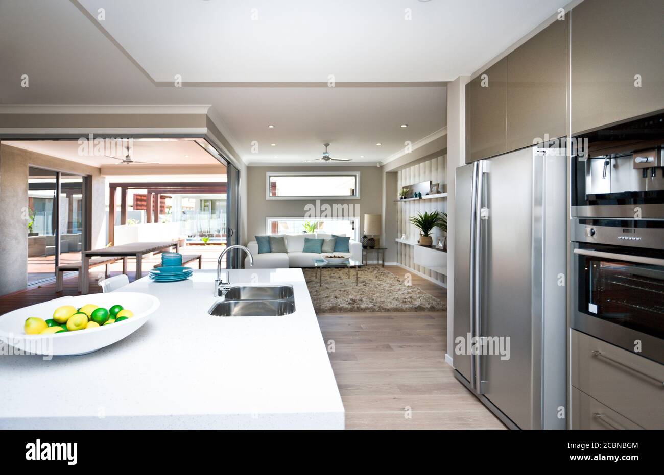 Interior of a modern kitchen and dining room Stock Photo - Alamy