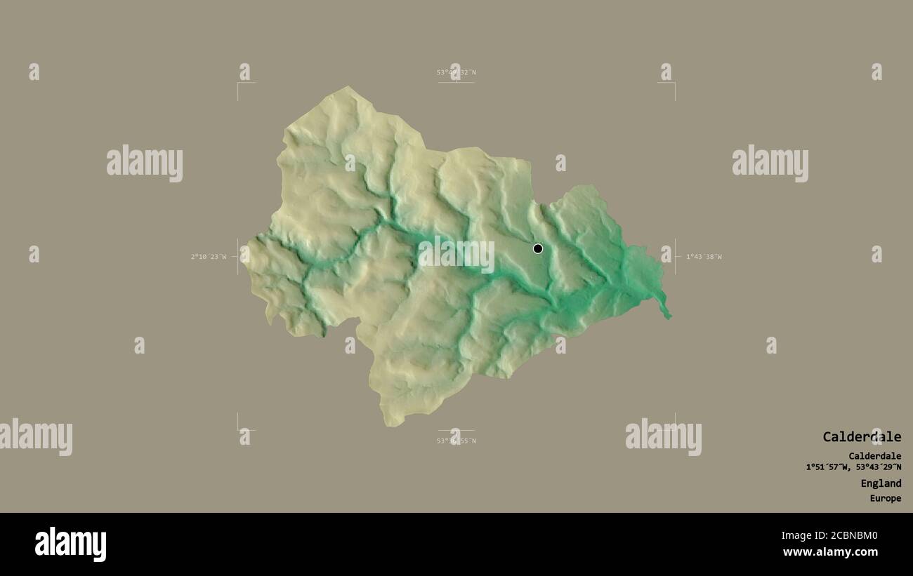 Area of Calderdale, administrative county of England, isolated on a ...
