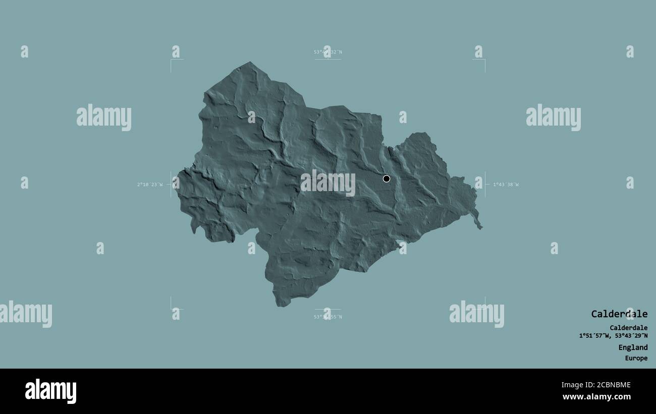 Area of Calderdale, administrative county of England, isolated on a ...