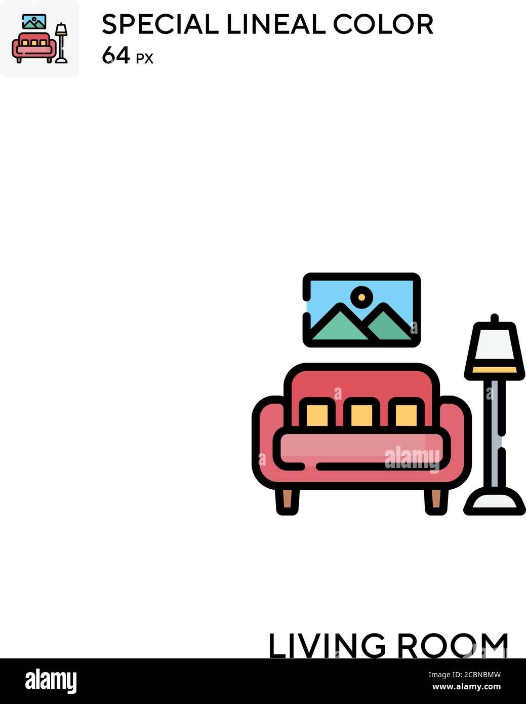 Living room Special lineal color vector icon. Living room icons for ...