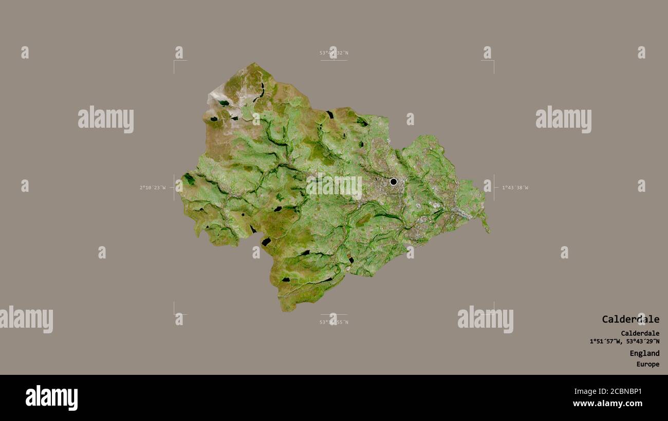 Area of Calderdale, administrative county of England, isolated on a ...