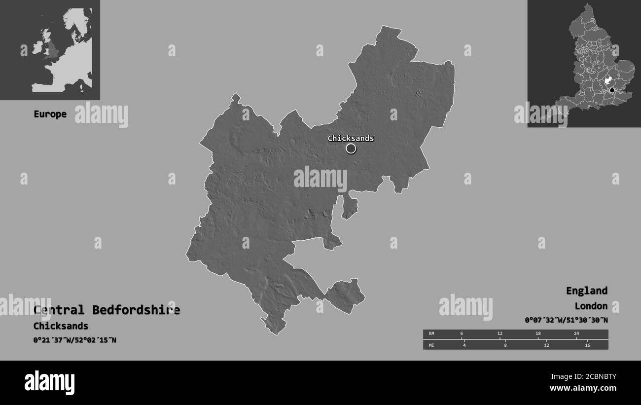 Shape of Central Bedfordshire, administrative county of England, and ...