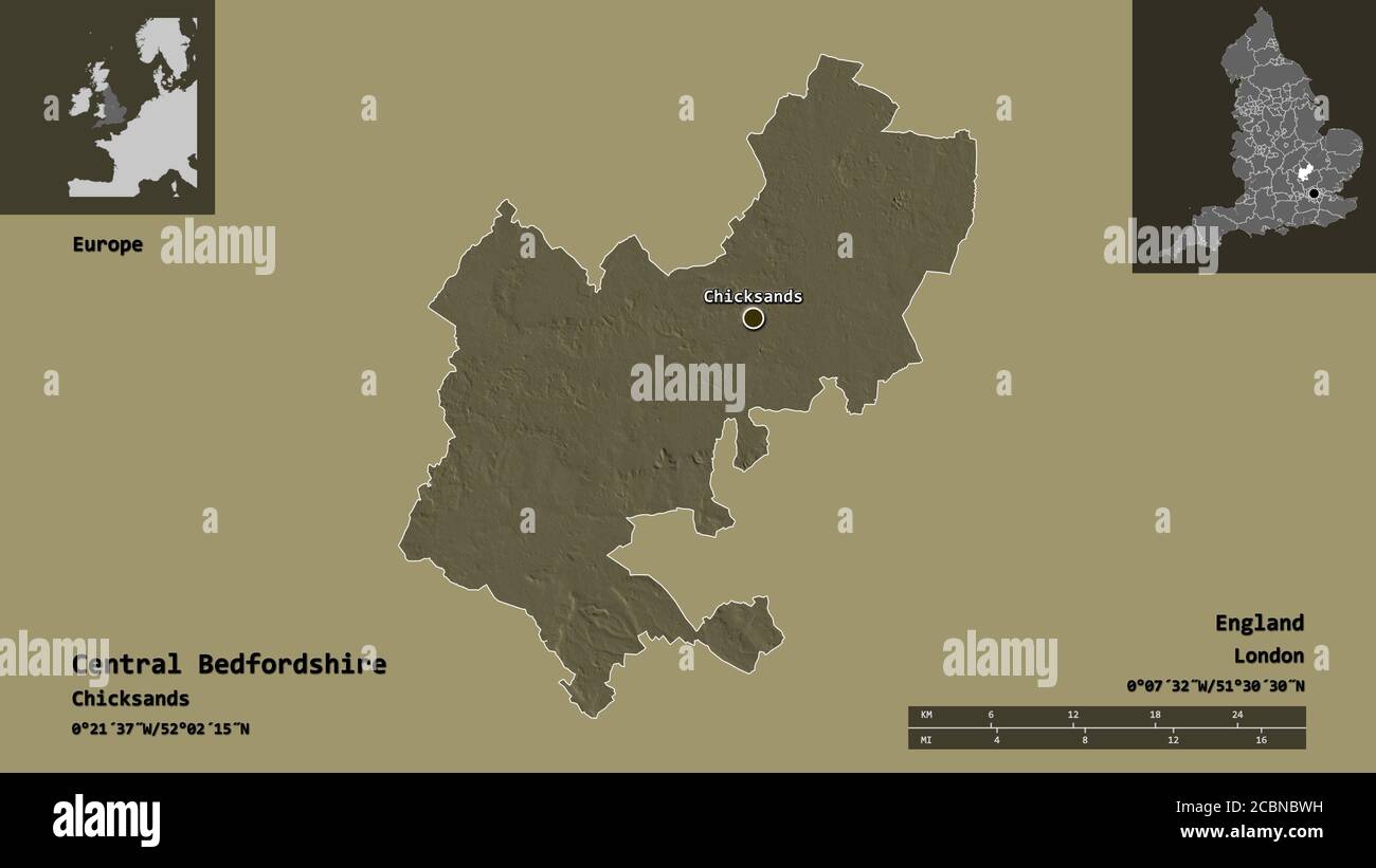 Shape of Central Bedfordshire, administrative county of England, and ...