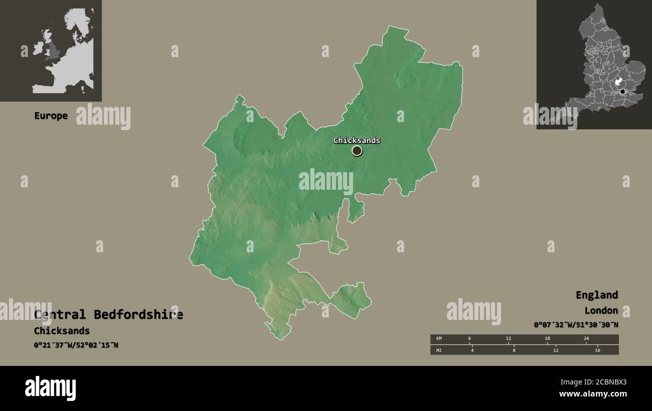 Shape of Central Bedfordshire, administrative county of England, and ...