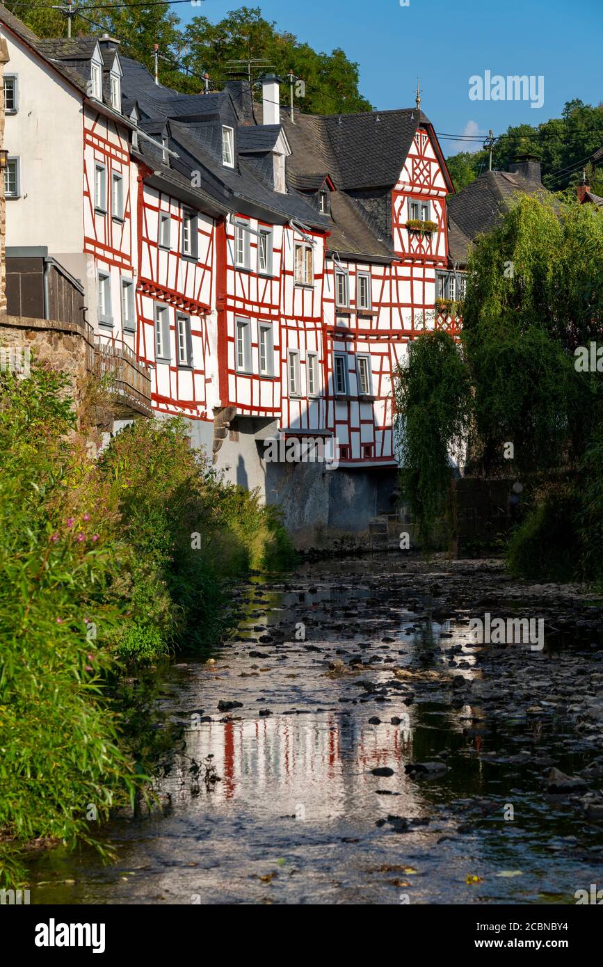 Monreal, idyllic half-timbered village in the valley of the river Elz ...