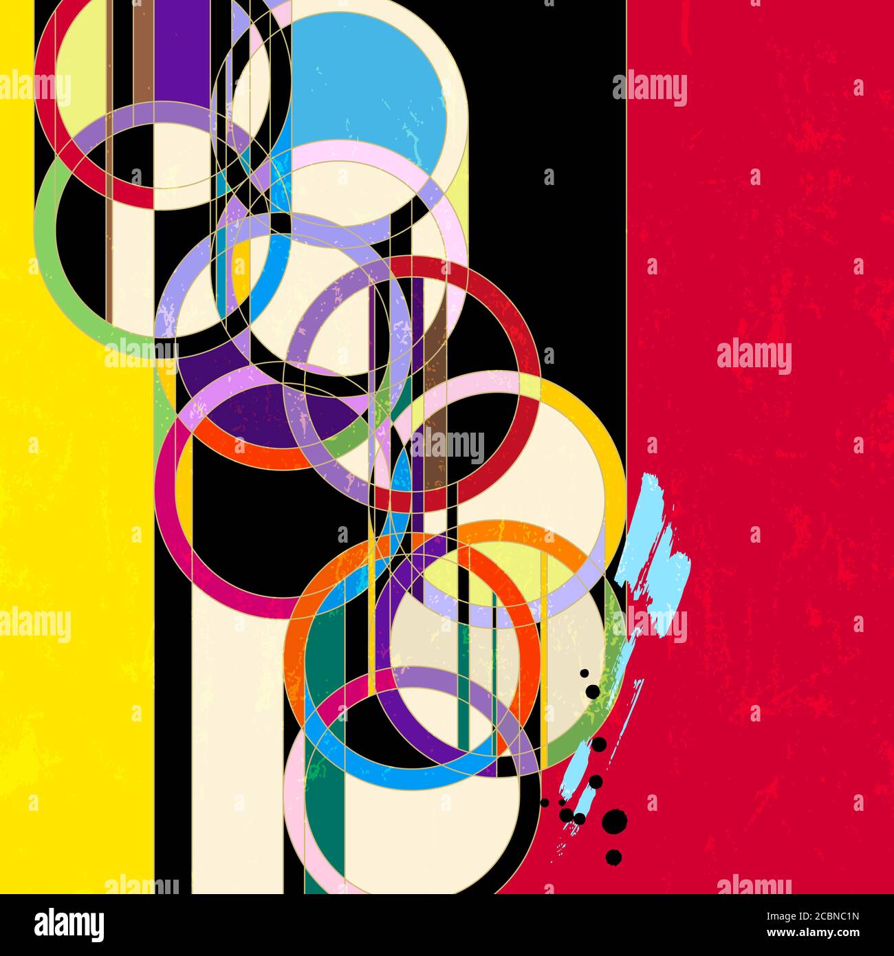 abstract circle background, retro/vintage style, with paint strokes and ...