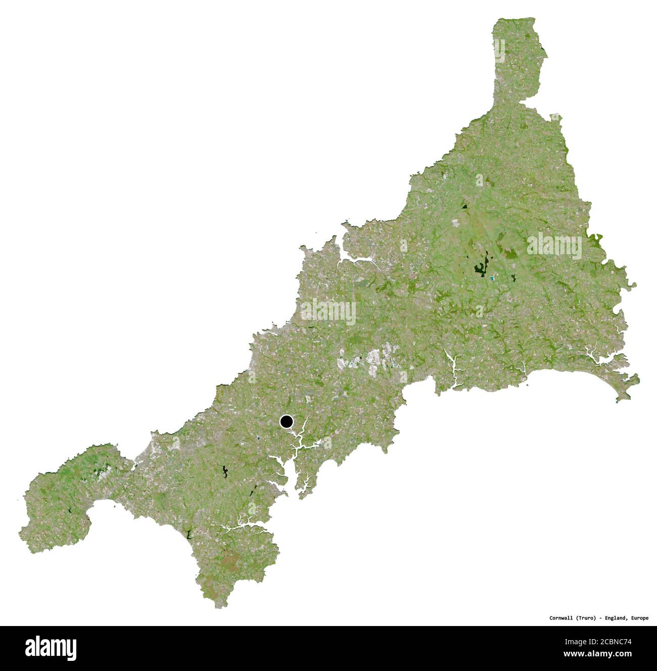 Shape of Cornwall, administrative county of England, with its capital ...