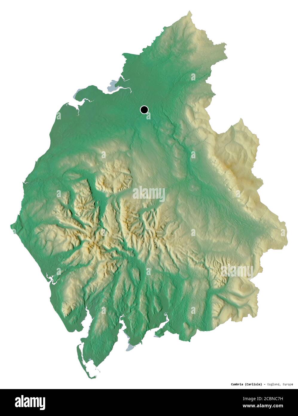 Shape of Cumbria, administrative county of England, with its capital ...