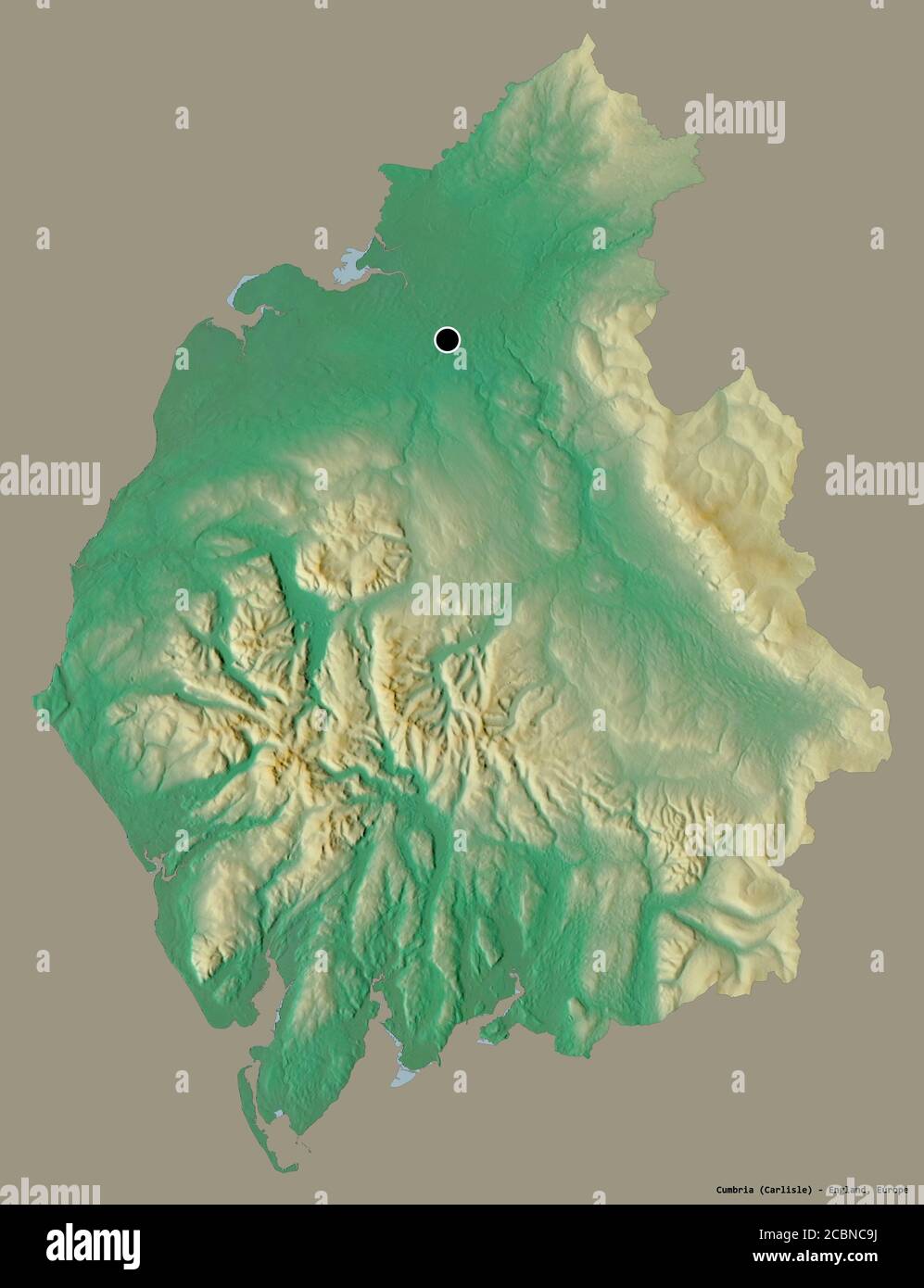 Shape of Cumbria, administrative county of England, with its capital ...