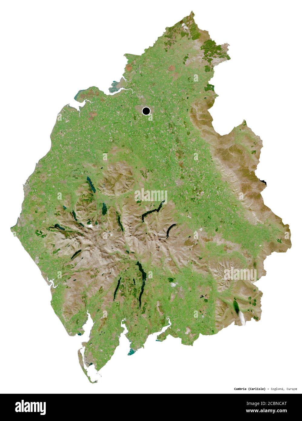 Shape of Cumbria, administrative county of England, with its capital ...