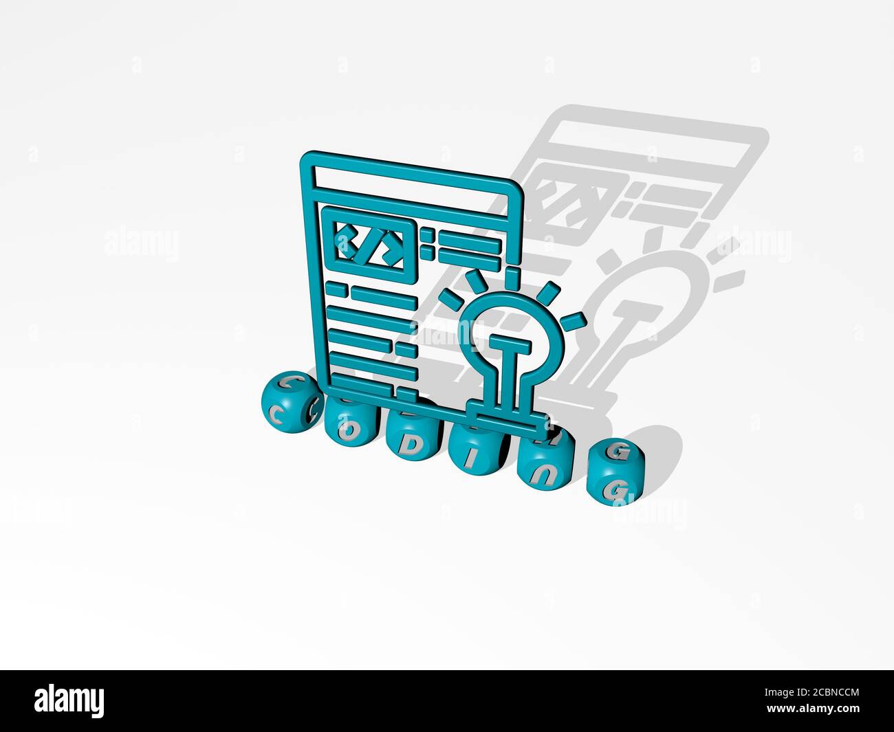 CODING 3D icon over cubic letters, 3D illustration for code and ...