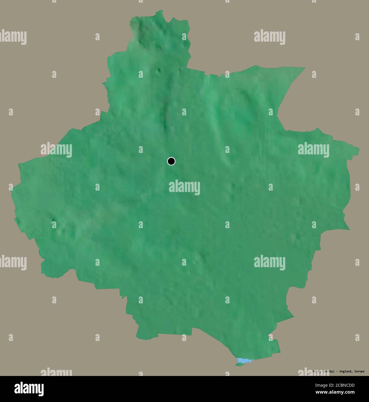 Shape of Derby, unitary authority of England, with its capital isolated ...
