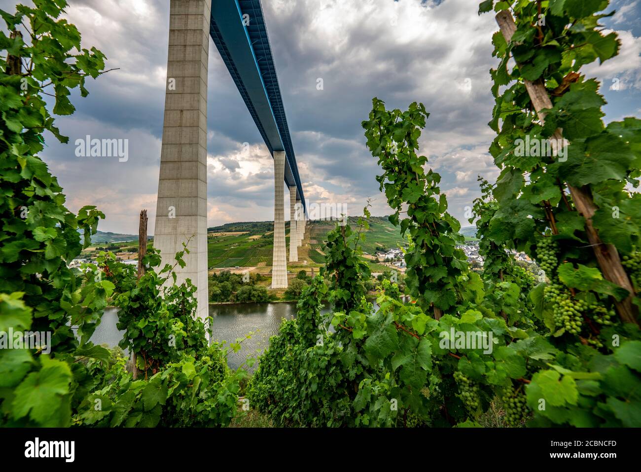 The Hochmosel crossing bridge, federal road B50 with the Hochmosel ...