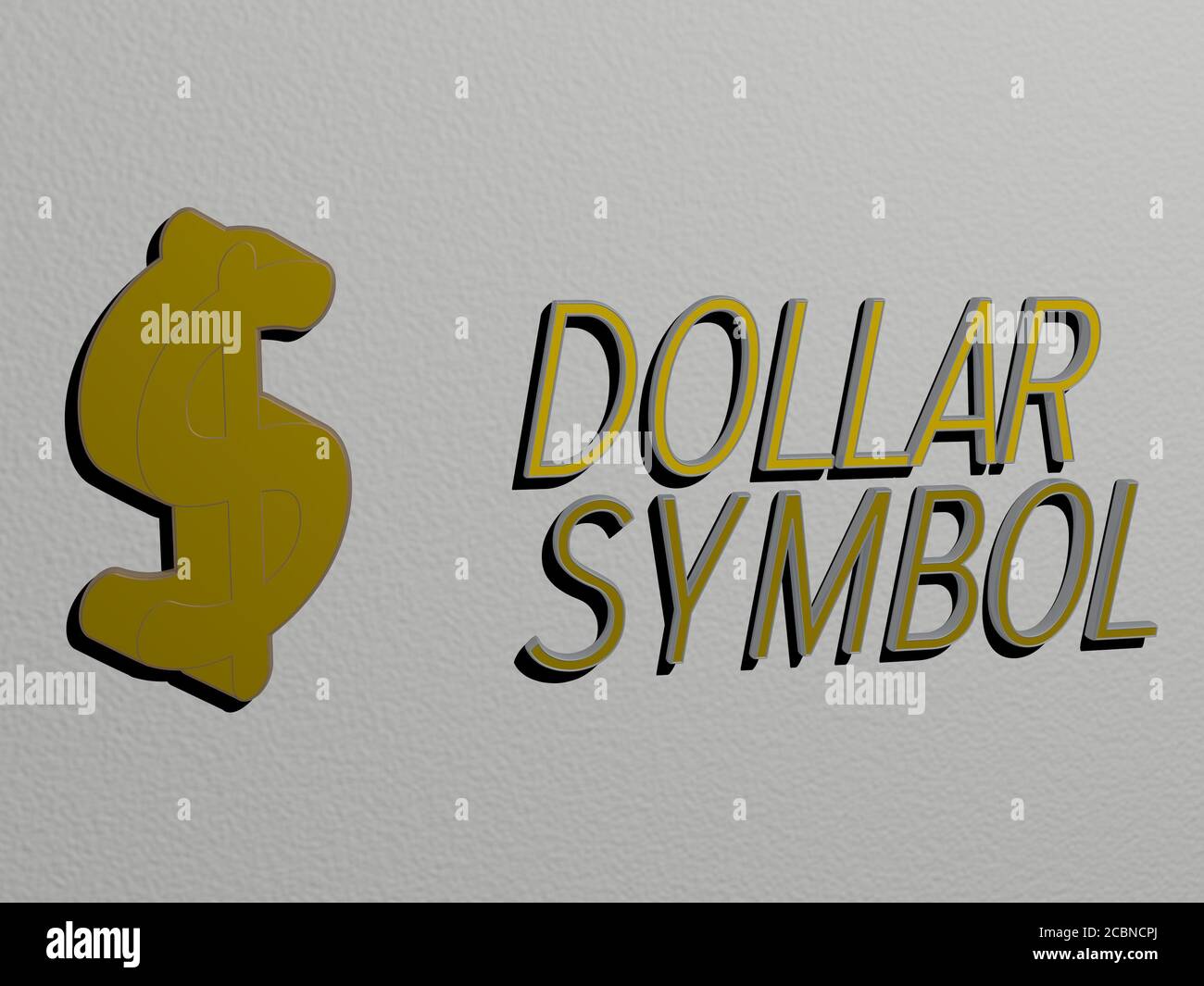 dollar symbol icon and text on the wall, 3D illustration for business ...