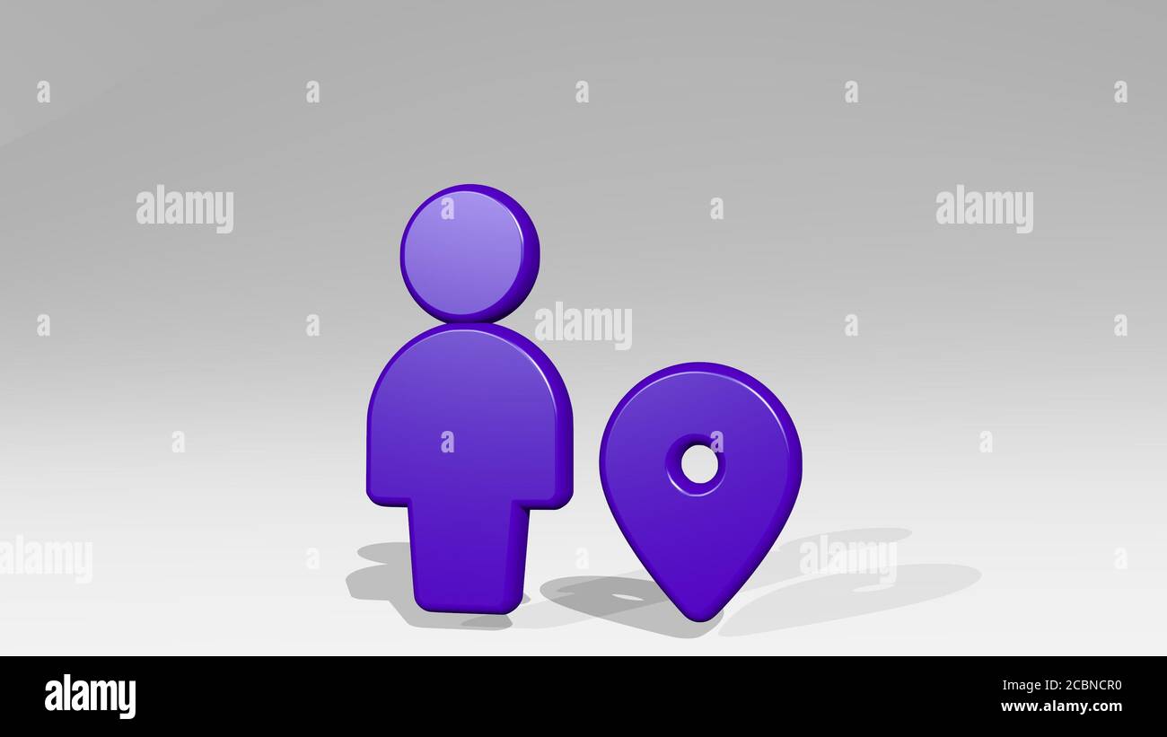 SINGLE NEUTRAL ACTIONS LOCATION 3D icon casting shadow, 3D illustration ...