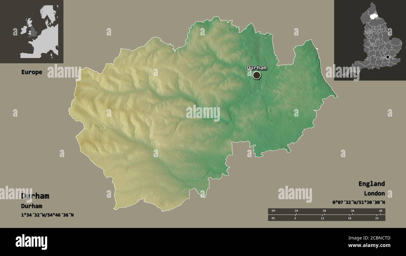 Shape of Durham, administrative county of England, and its capital ...
