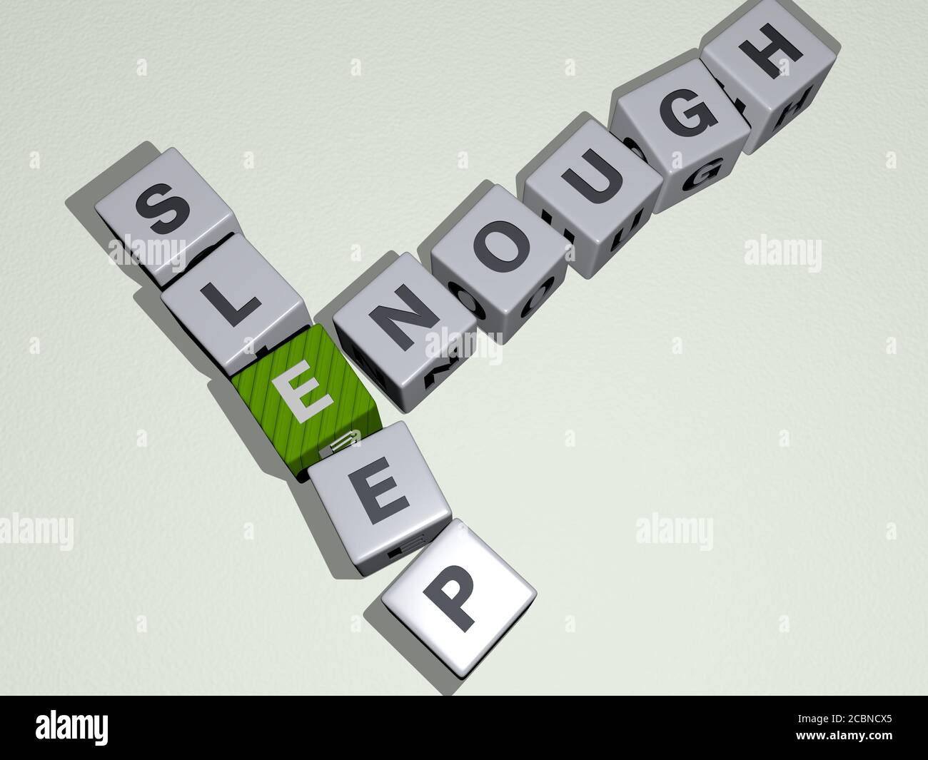 enough sleep crossword by cubic dice letters, 3D illustration for ...