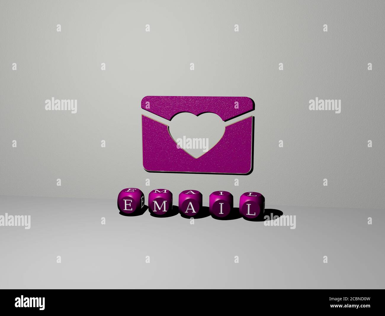 3D graphical image of email vertically along with text built by ...
