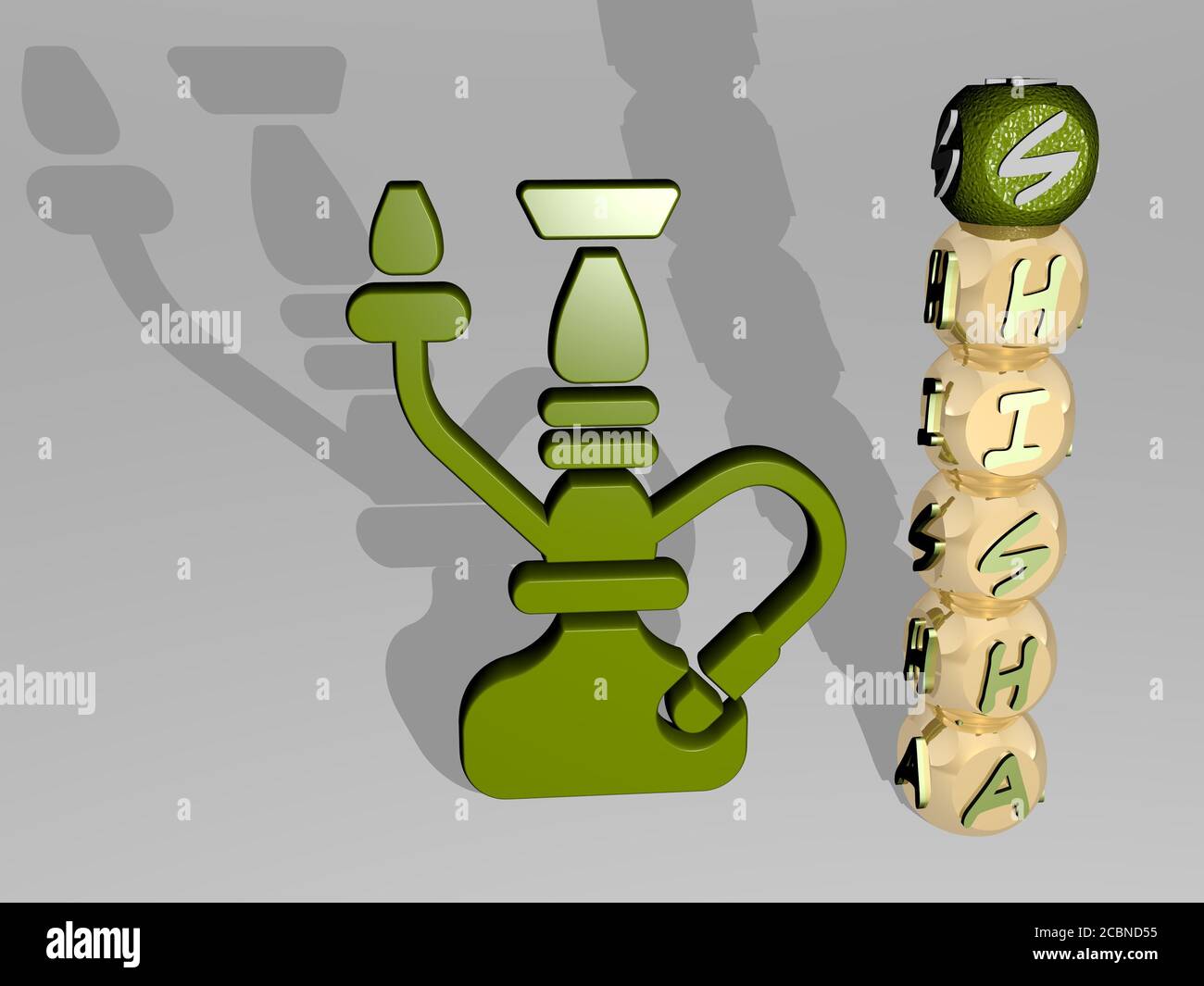 SHISHA 3D icon beside the vertical text of individual letters, 3D ...