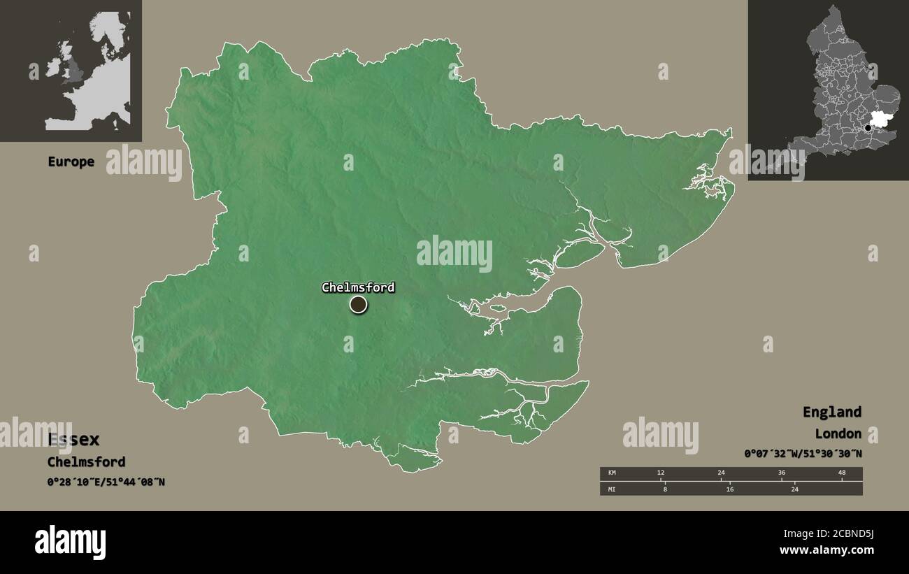 Shape of Essex, administrative county of England, and its capital ...