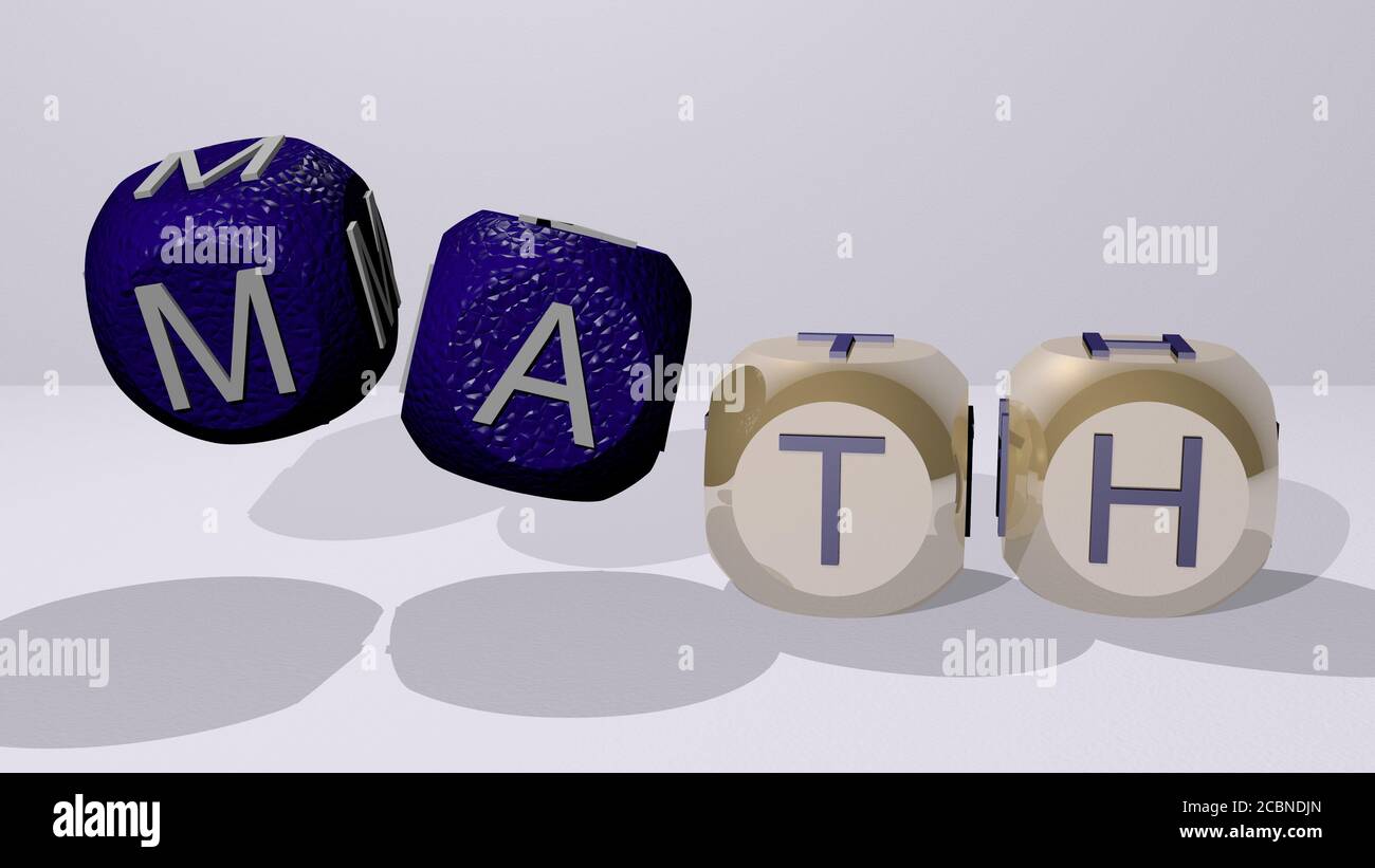 math dancing cubic letters, 3D illustration for background and ...