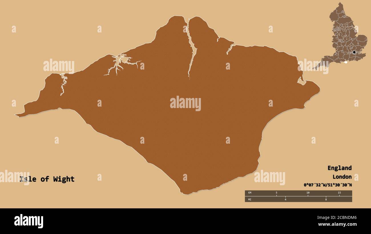 Shape of Isle of Wight, unitary authority of England, with its capital ...