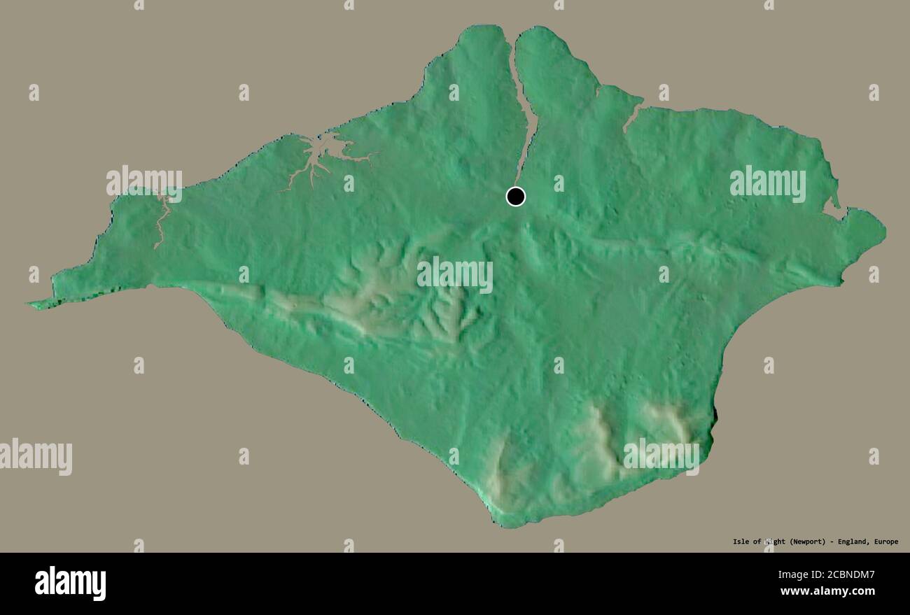 Shape of Isle of Wight, unitary authority of England, with its capital ...