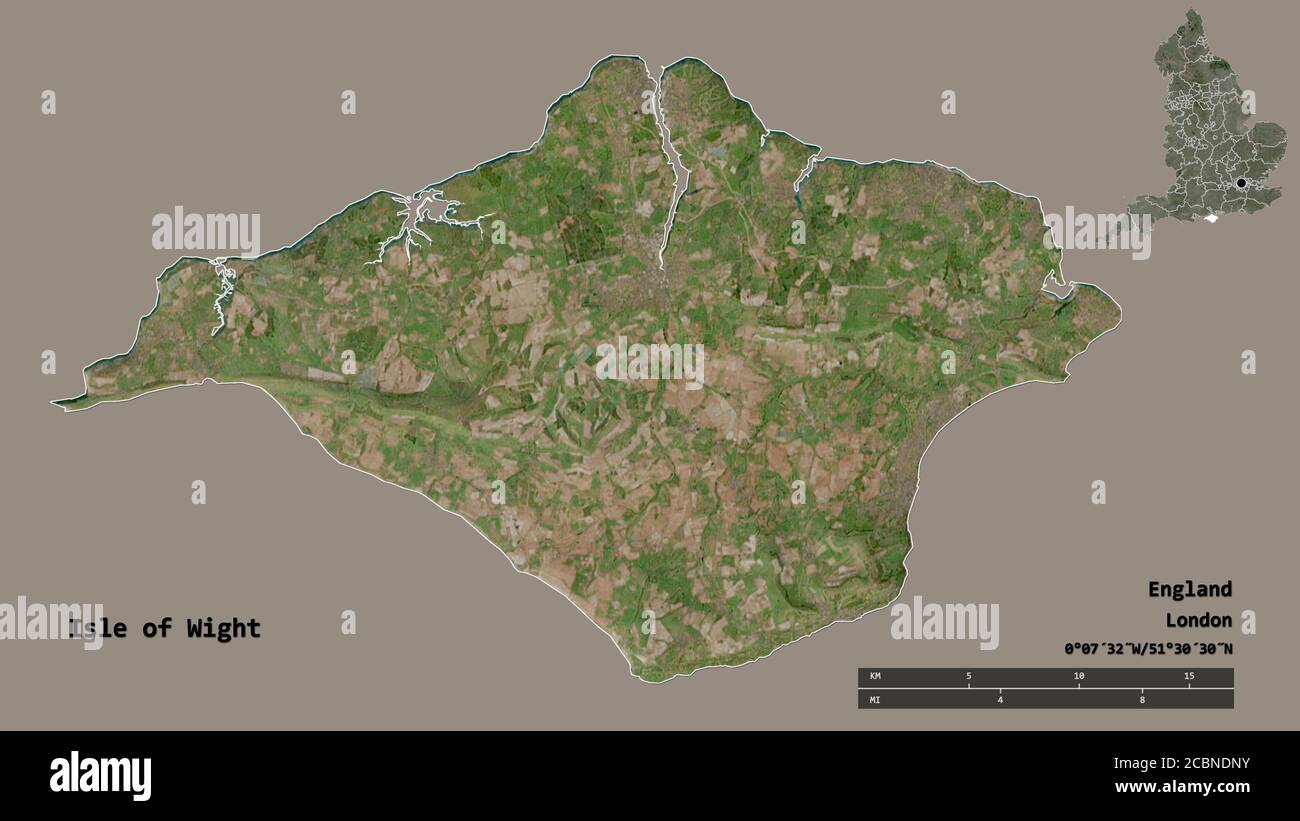 Shape of Isle of Wight, unitary authority of England, with its capital ...