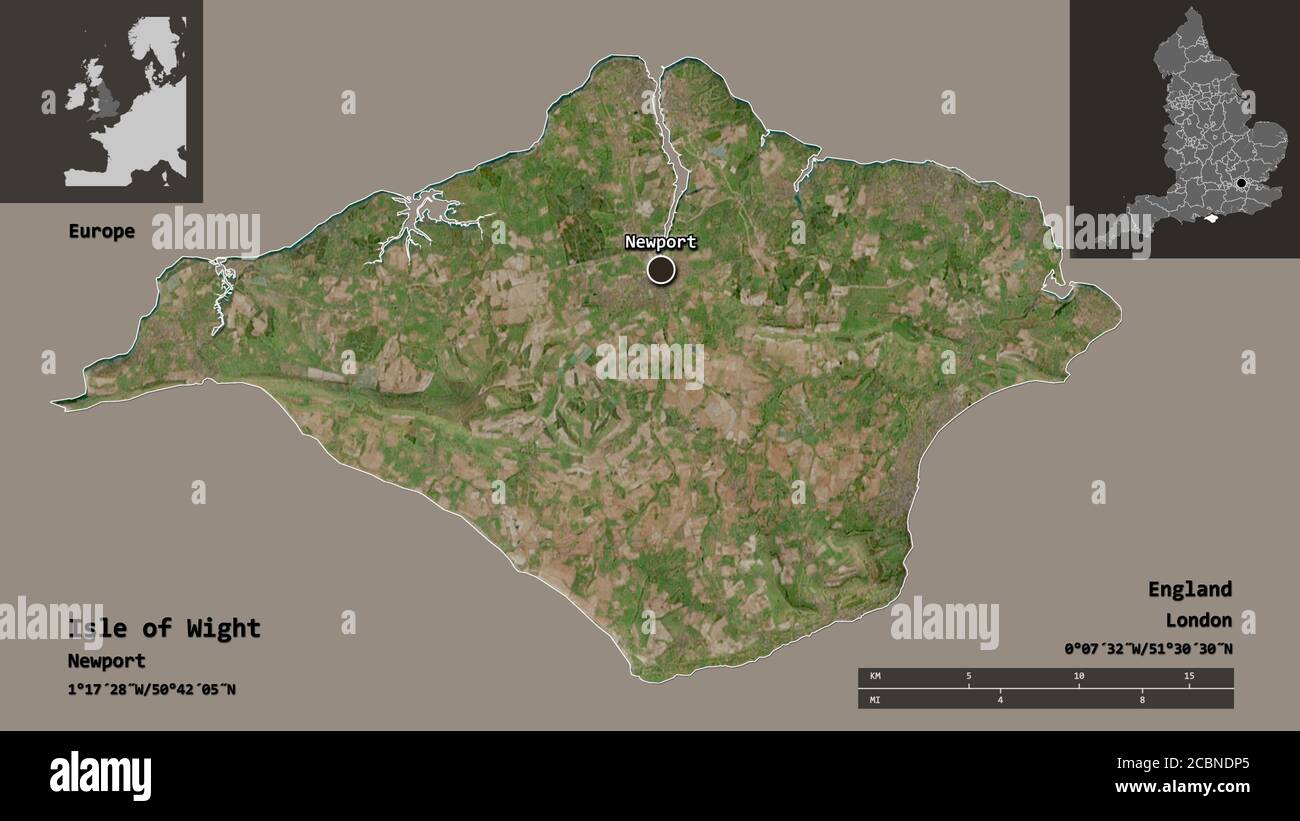 Shape of Isle of Wight, unitary authority of England, and its capital ...