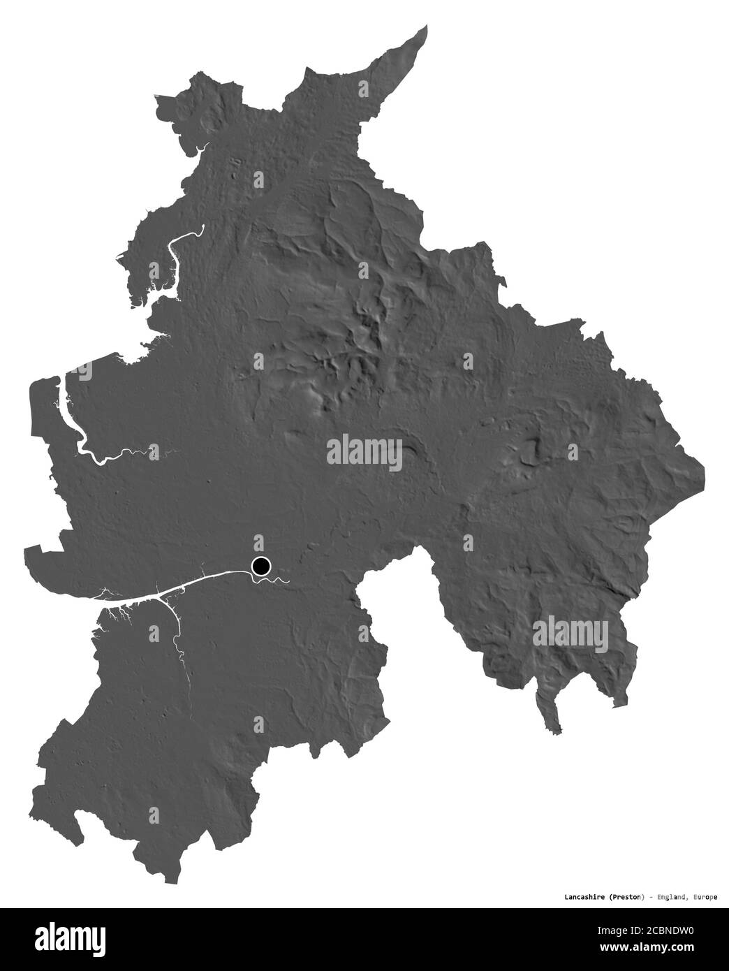Shape of Lancashire, administrative county of England, with its capital ...