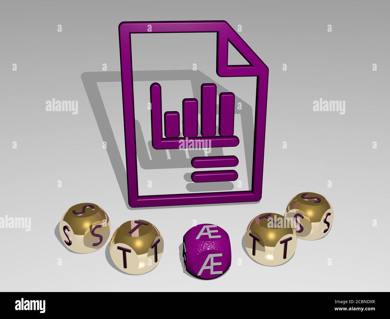 STATS round text of cubic letters around 3D icon, 3D illustration for ...