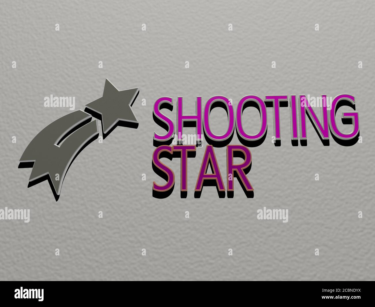 shooting star icon and text on the wall, 3D illustration for background ...