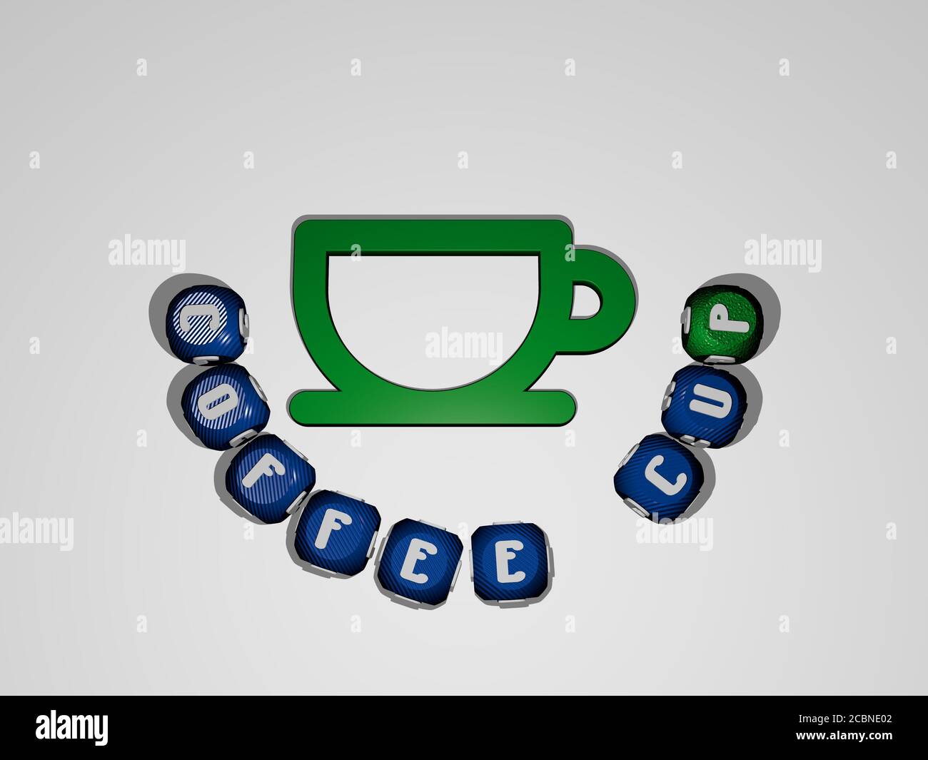 coffee cup text around the 3D icon, 3D illustration for background and ...
