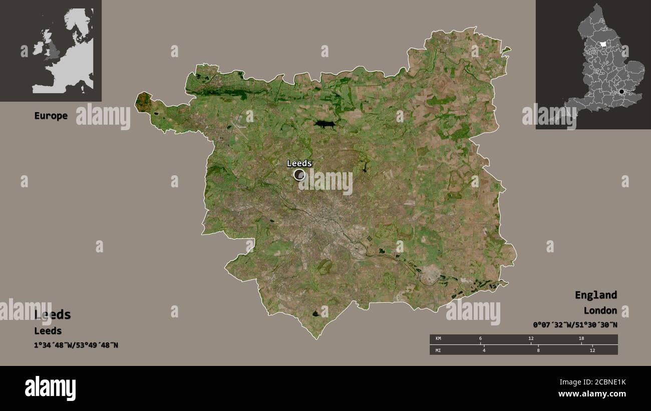 Shape of Leeds, administrative county of England, and its capital ...