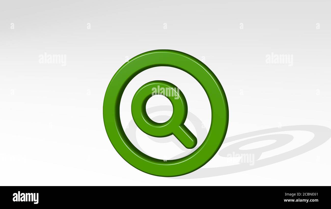 SEARCH CIRCLE 3D icon casting shadow, 3D illustration for concept and ...