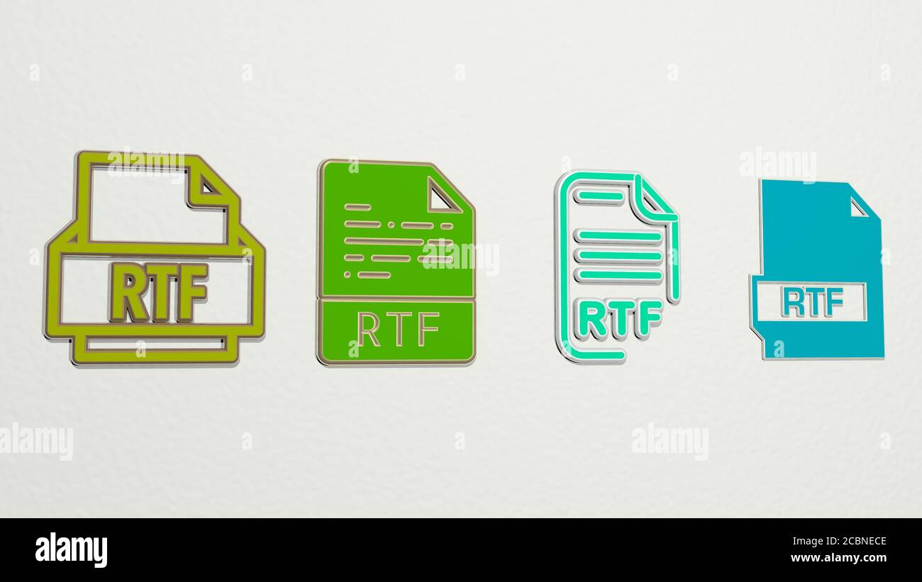 RTF 4 icons set, 3D illustration Stock Photo - Alamy