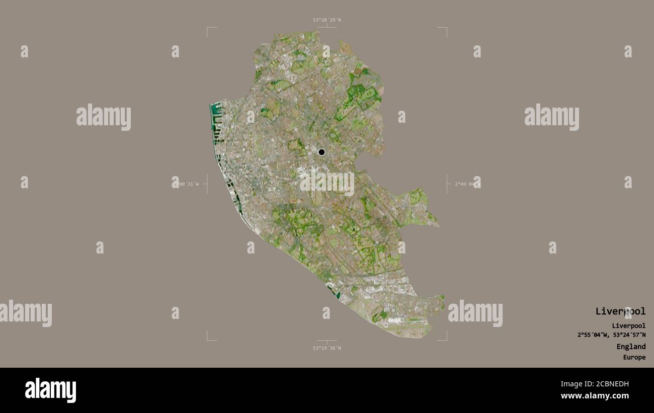 Area of Liverpool, administrative county of England, isolated on a ...
