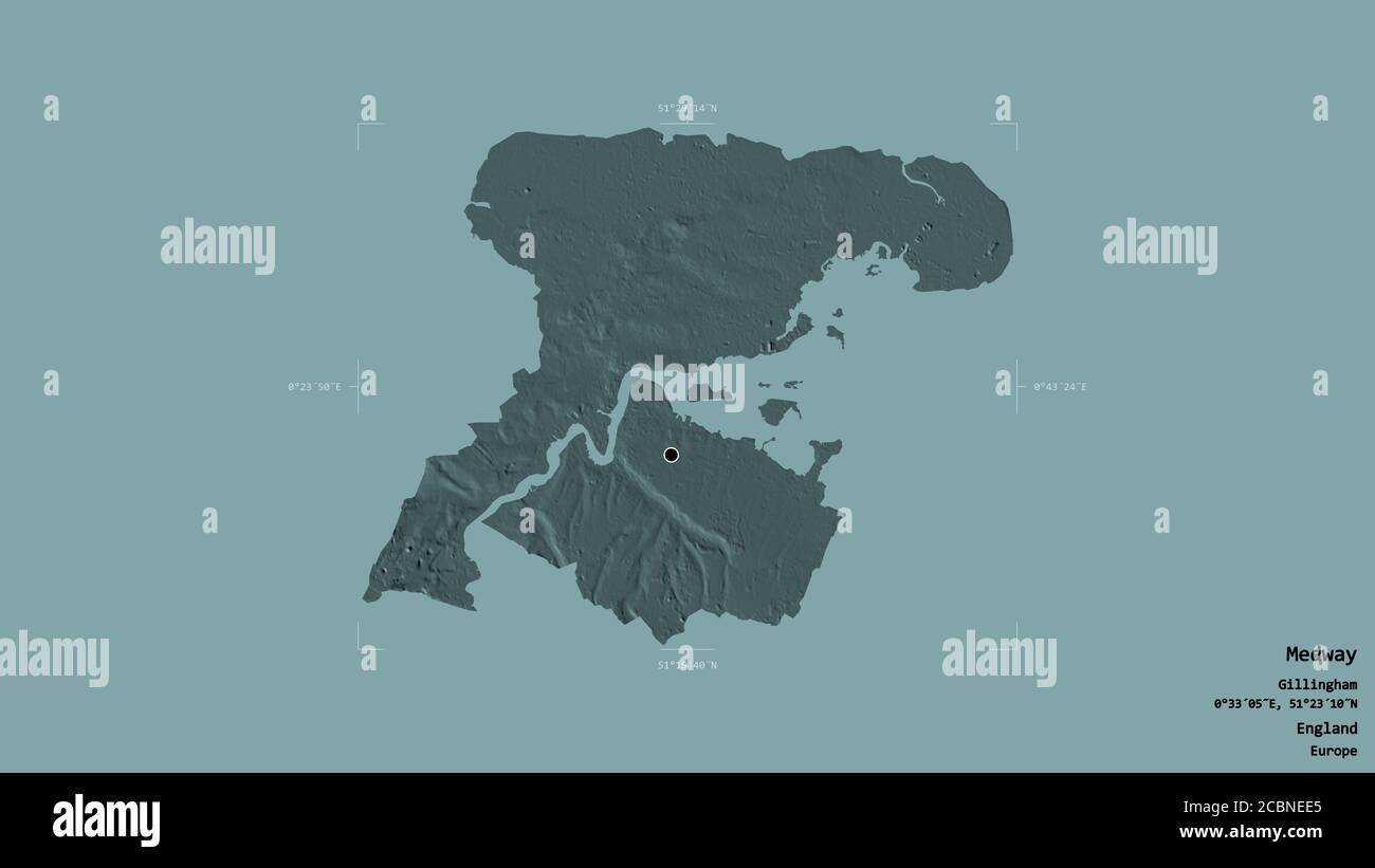 Area of Medway, unitary authority of England, isolated on a solid ...