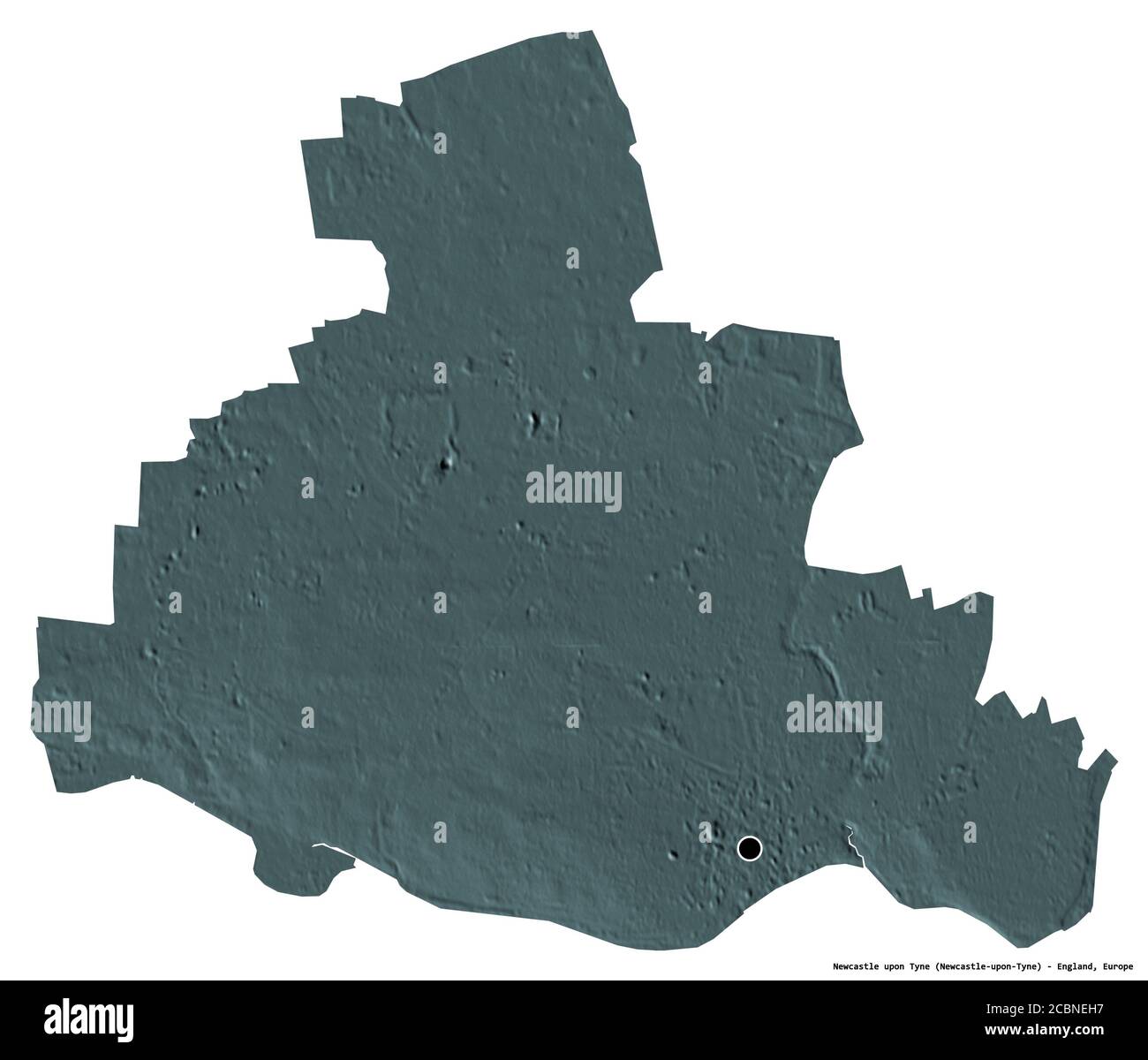 Shape of Newcastle upon Tyne, administrative county of England, with ...