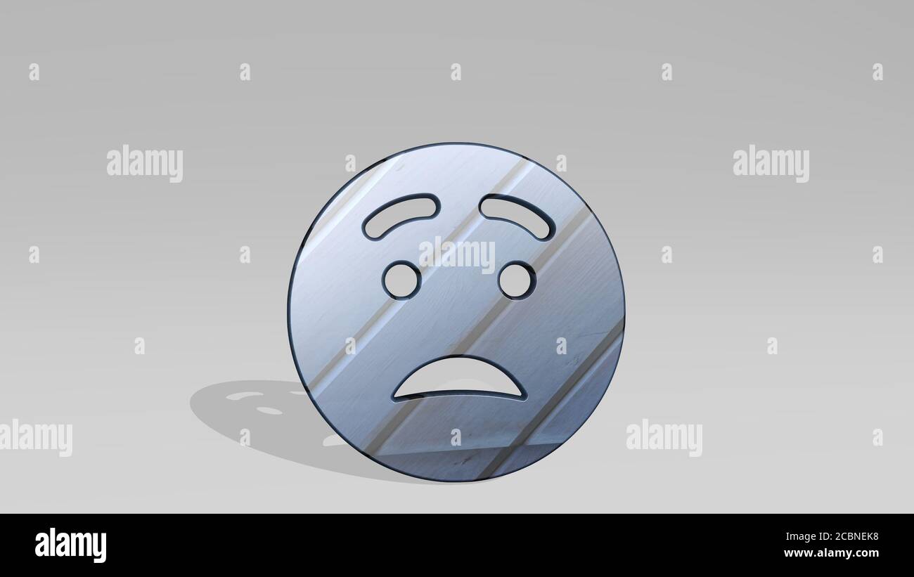 smiley disapointed 3D icon standing on the floor, 3D illustration for ...