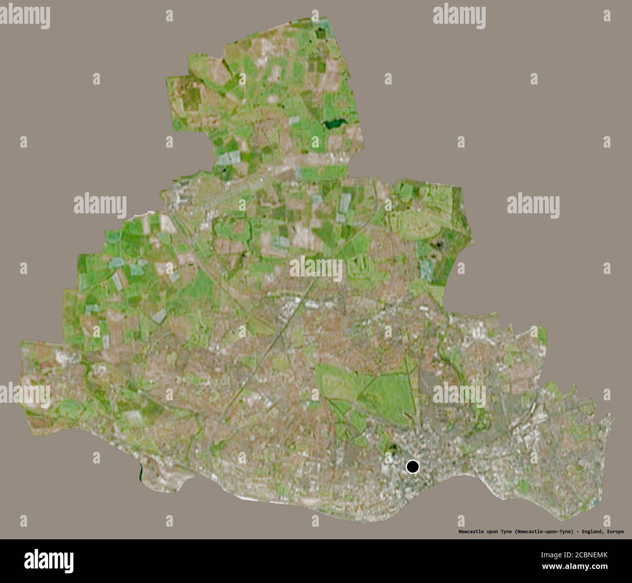 Shape of Newcastle upon Tyne, administrative county of England, with ...