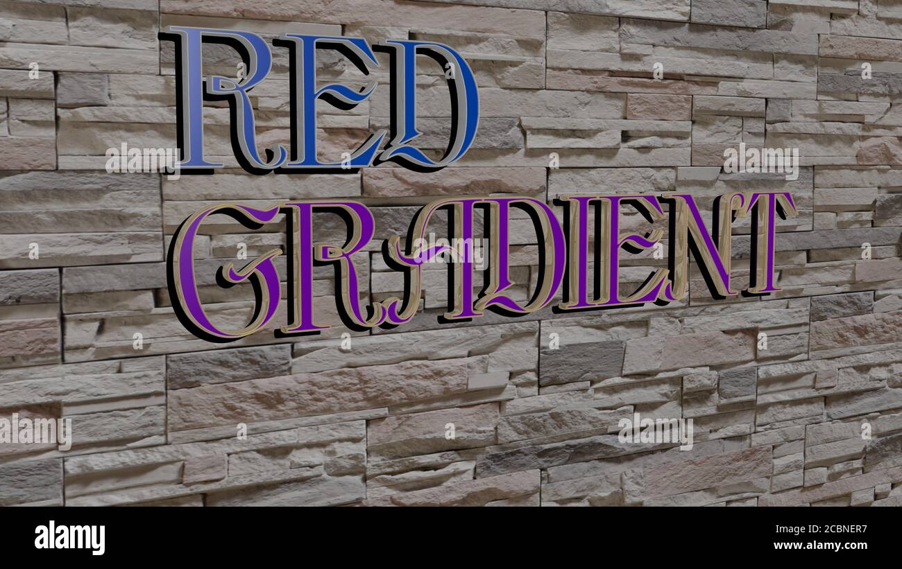 red gradient text on textured wall, 3D illustration for background and ...