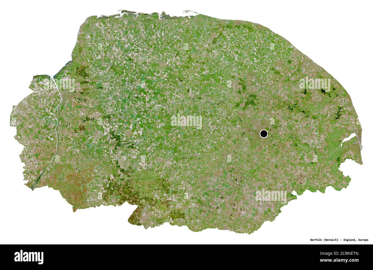 Shape of Norfolk, administrative county of England, with its capital ...