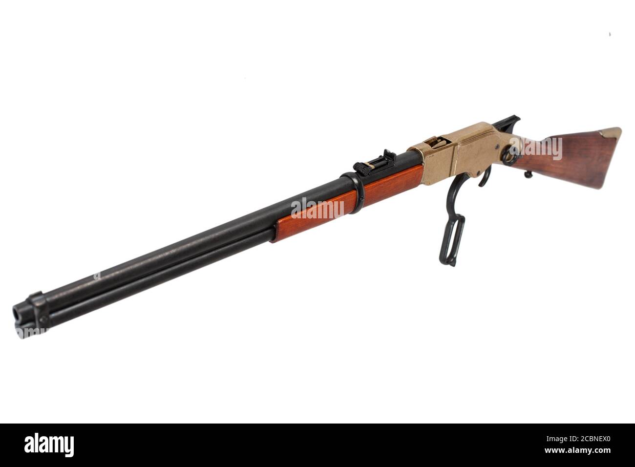 Wild west period .44-40 lever-action repeating rifle M1866 isolated on ...